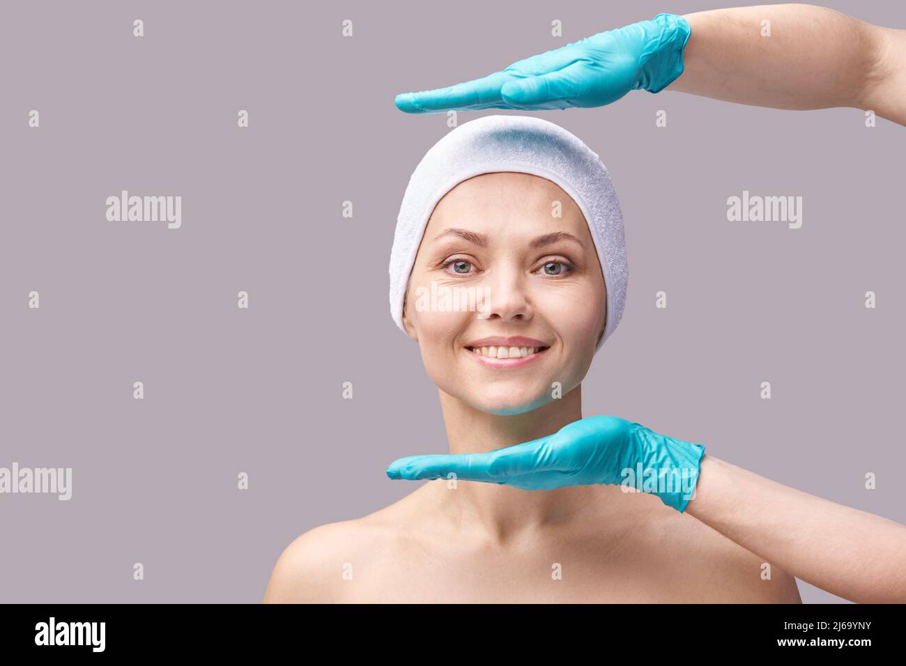 Young pretty woman studio portrait. Cosmetology concept. Esthetic woman ...