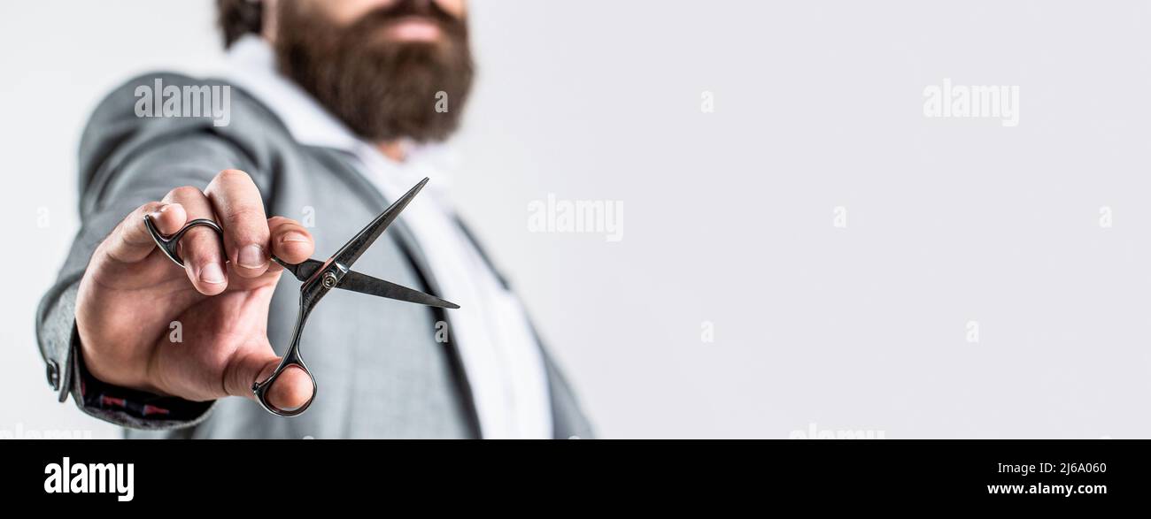 Bearded client visiting barber shop. Vintage barber shop, shaving ...