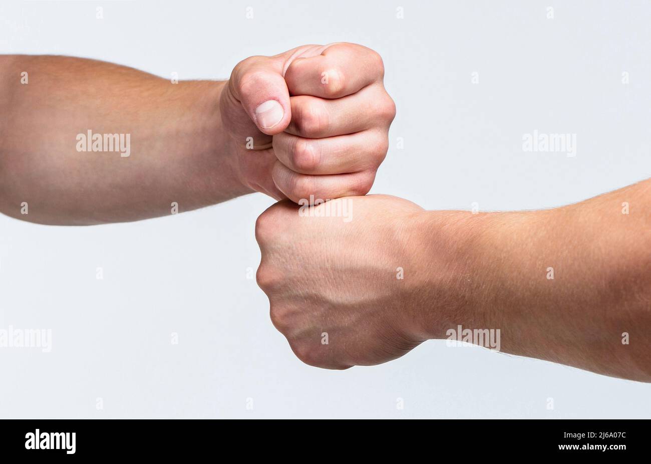 Two hands, isolated arm. Hands of man people fist bump team teamwork ...