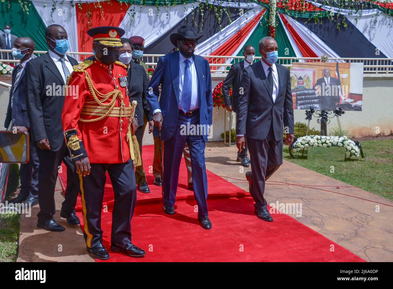 President of South Sudan, Salva Kiir Mayardit is being taken to see the ...