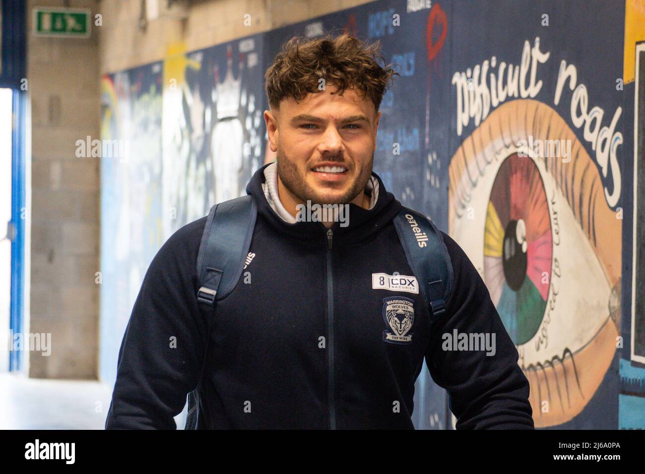 Joe Philbin #8 of Warrington Wolves arrives at The Halliwell Jones ...