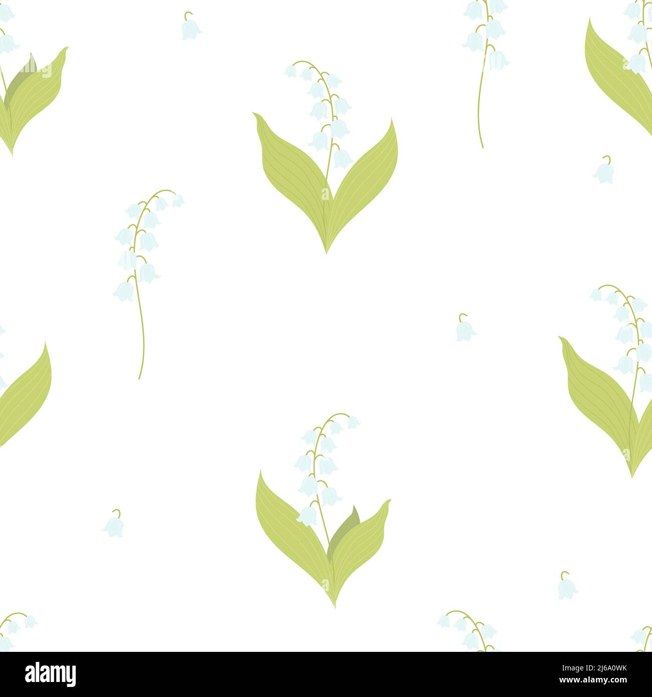 Seamless pattern with Beautiful May lilies of the valley on a white ...