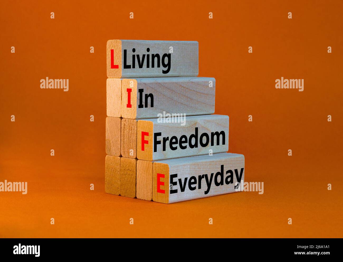 LIFE living in freedom everyday symbol. Concept words LIFE living in ...