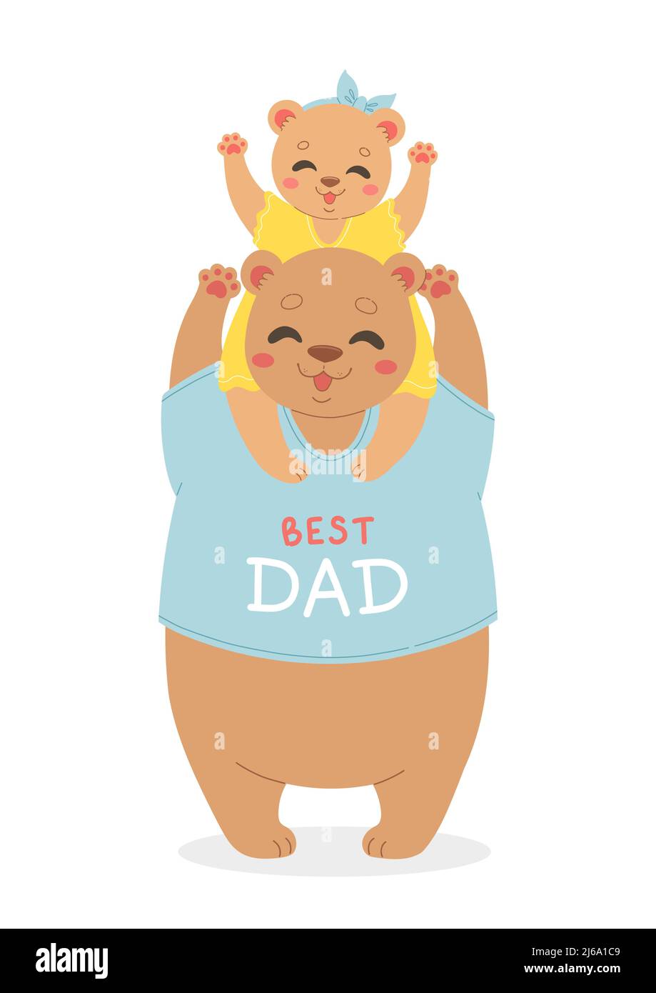 Fathers Day, daddy daughter bears, cartoon vector Stock Vector Image ...