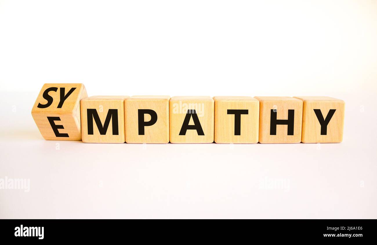 Sympathy or empathy symbol. Turned wooden cubes and changed the concept ...