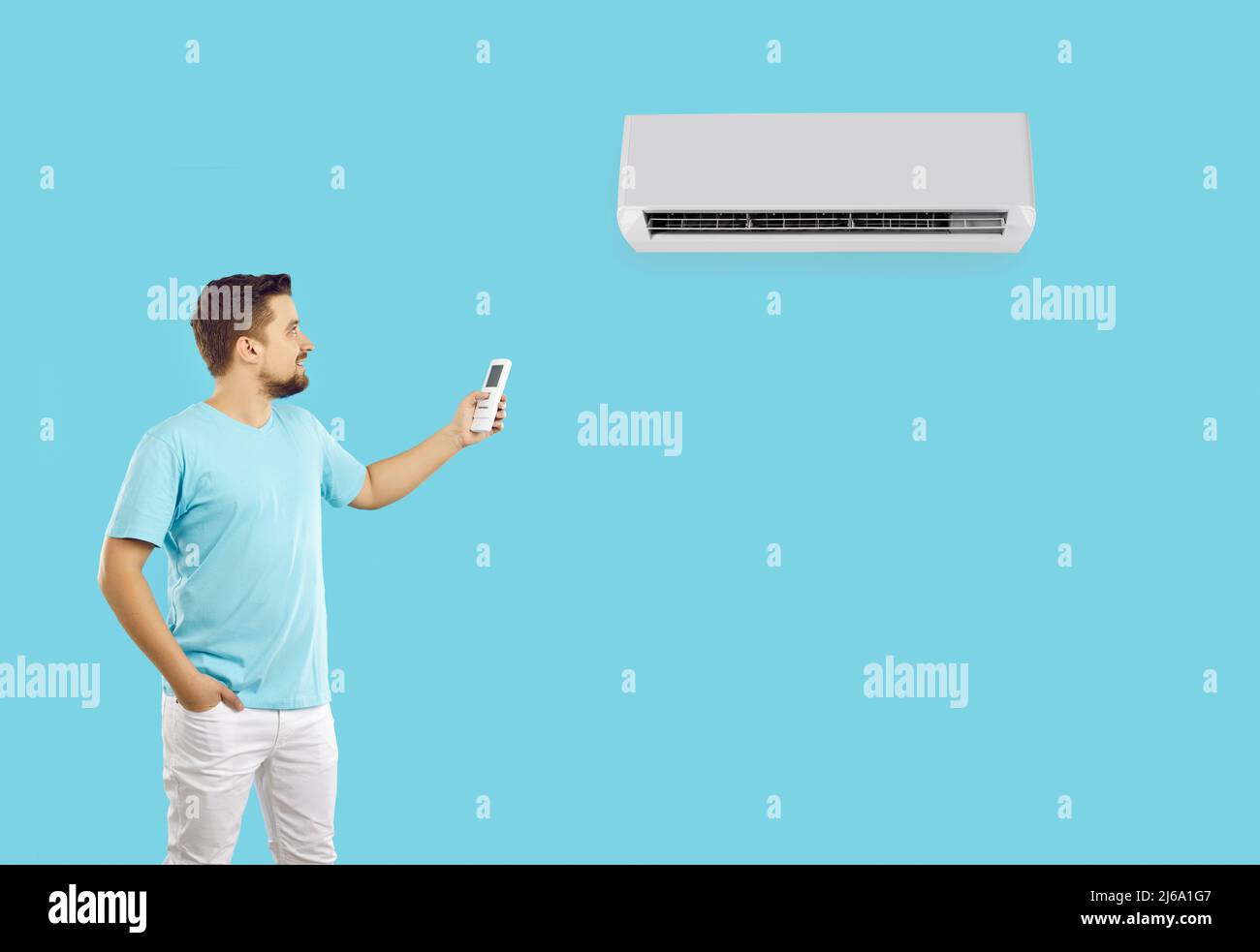 Man adjusts temperature on device hi-res stock photography and images ...