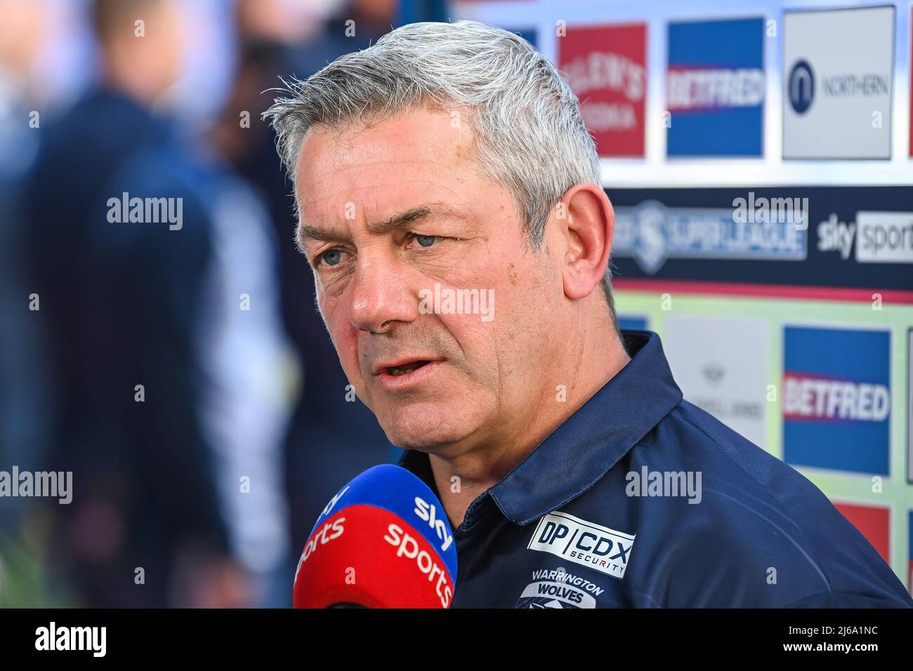 Daryl Powell Head Coach of Warrington Wolves during the pre match ...