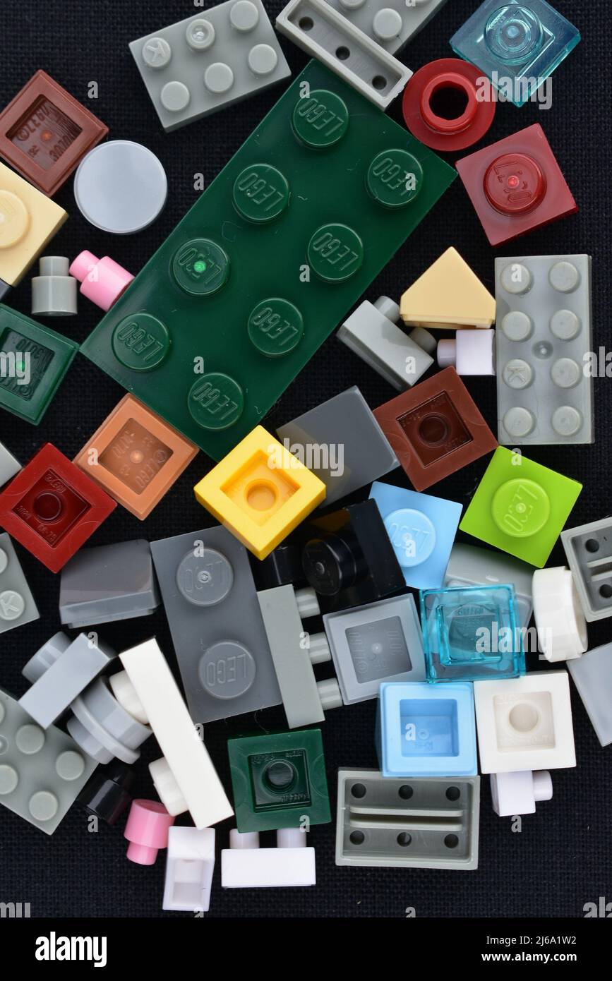 Lego Bricks In Lego Store And Nanoblock Bricks And Sets Up Close Stock ...