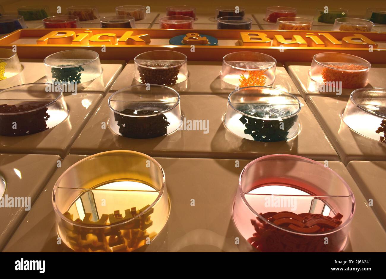 Lego Bricks In Lego Store And Nanoblock Bricks And Sets Up Close Stock ...