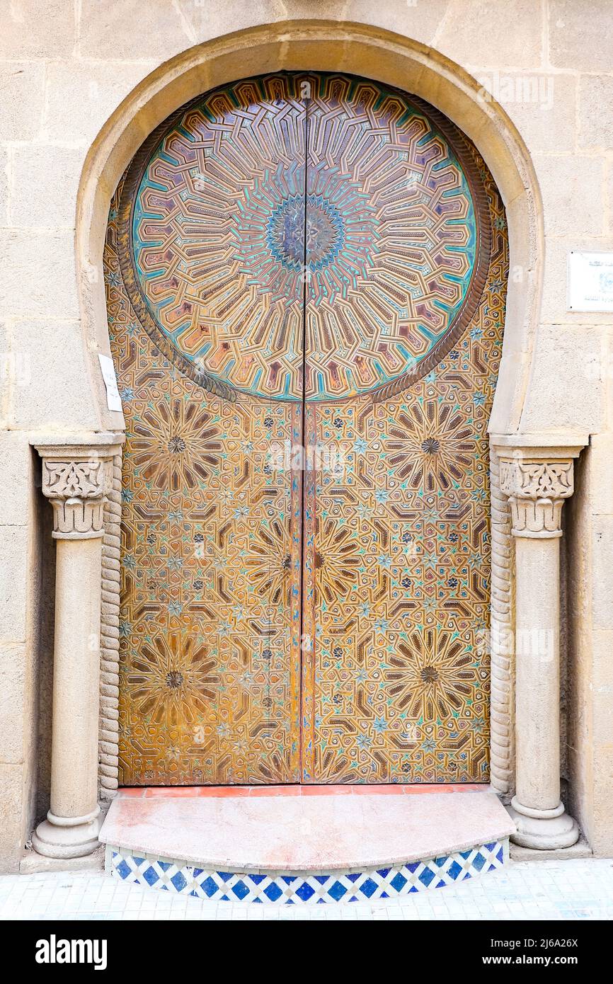 Door of a building in Kasbah of the Udayas in Rabat City, Morocco Stock ...