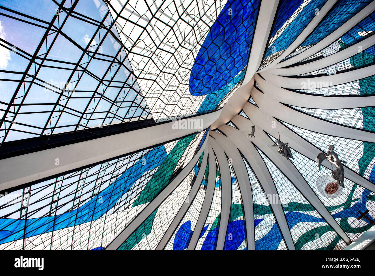 Metropolitan cathedral of Brasilia, View from inside stained glass by ...