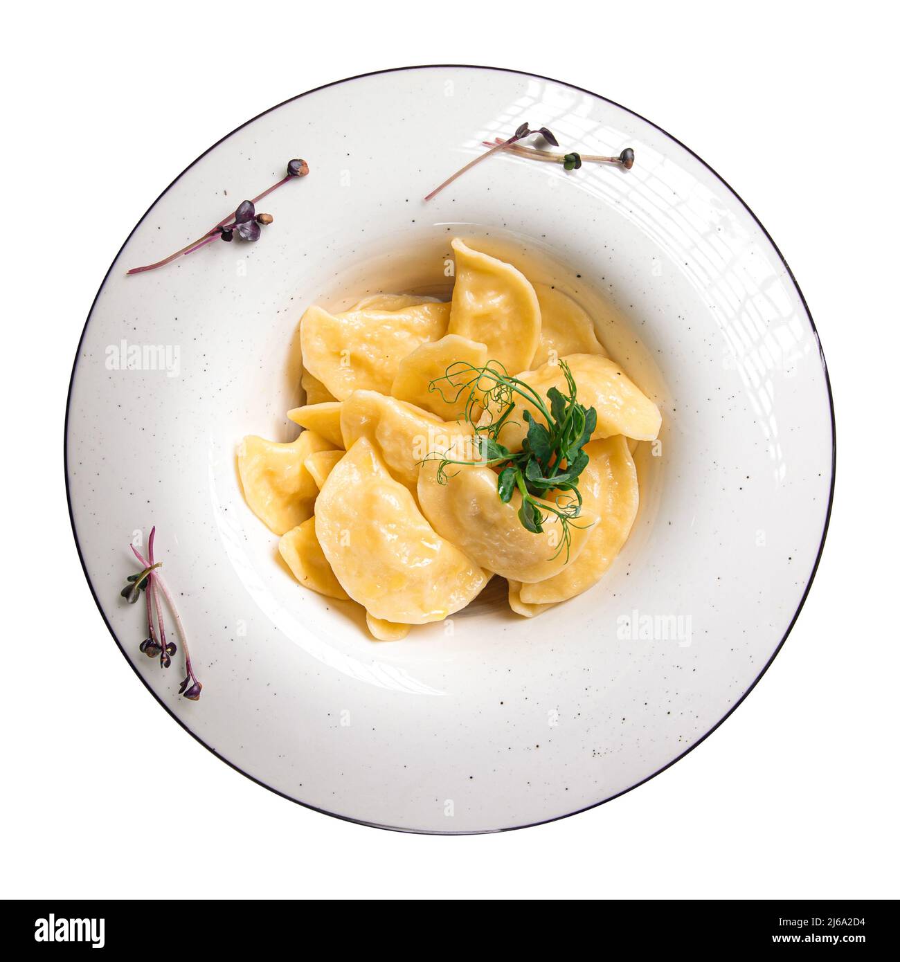 Isolated portion of ukrainian dumplings vareniki Stock Photo - Alamy