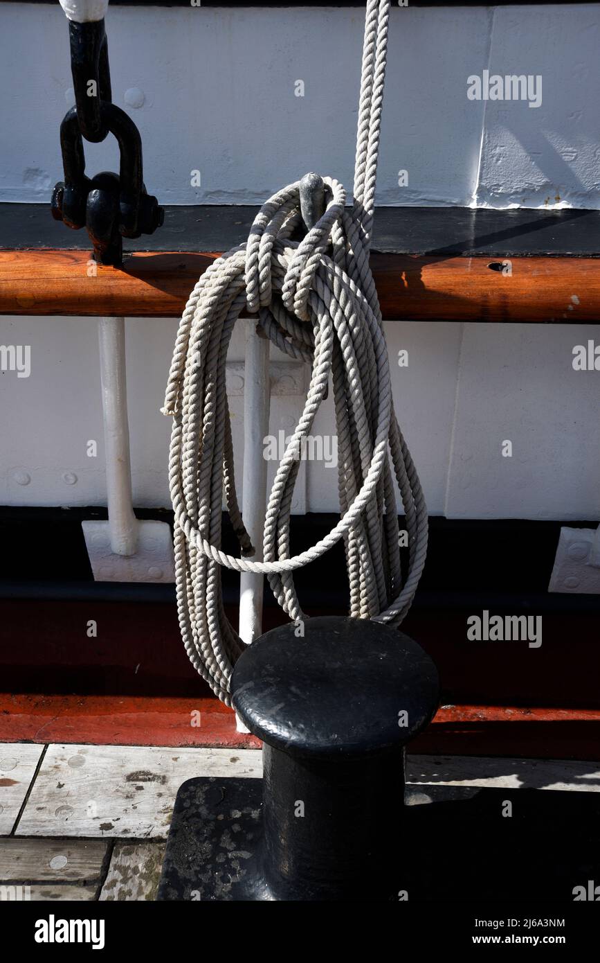 Ropes and riggings on the Balclutha, a square-rigger sailing ship built ...