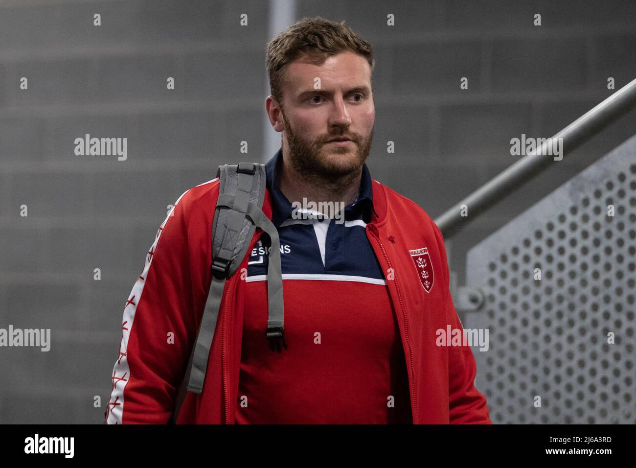 Will Maher (22) of Hull KR arrives at Headingley Stadium ahead of ...