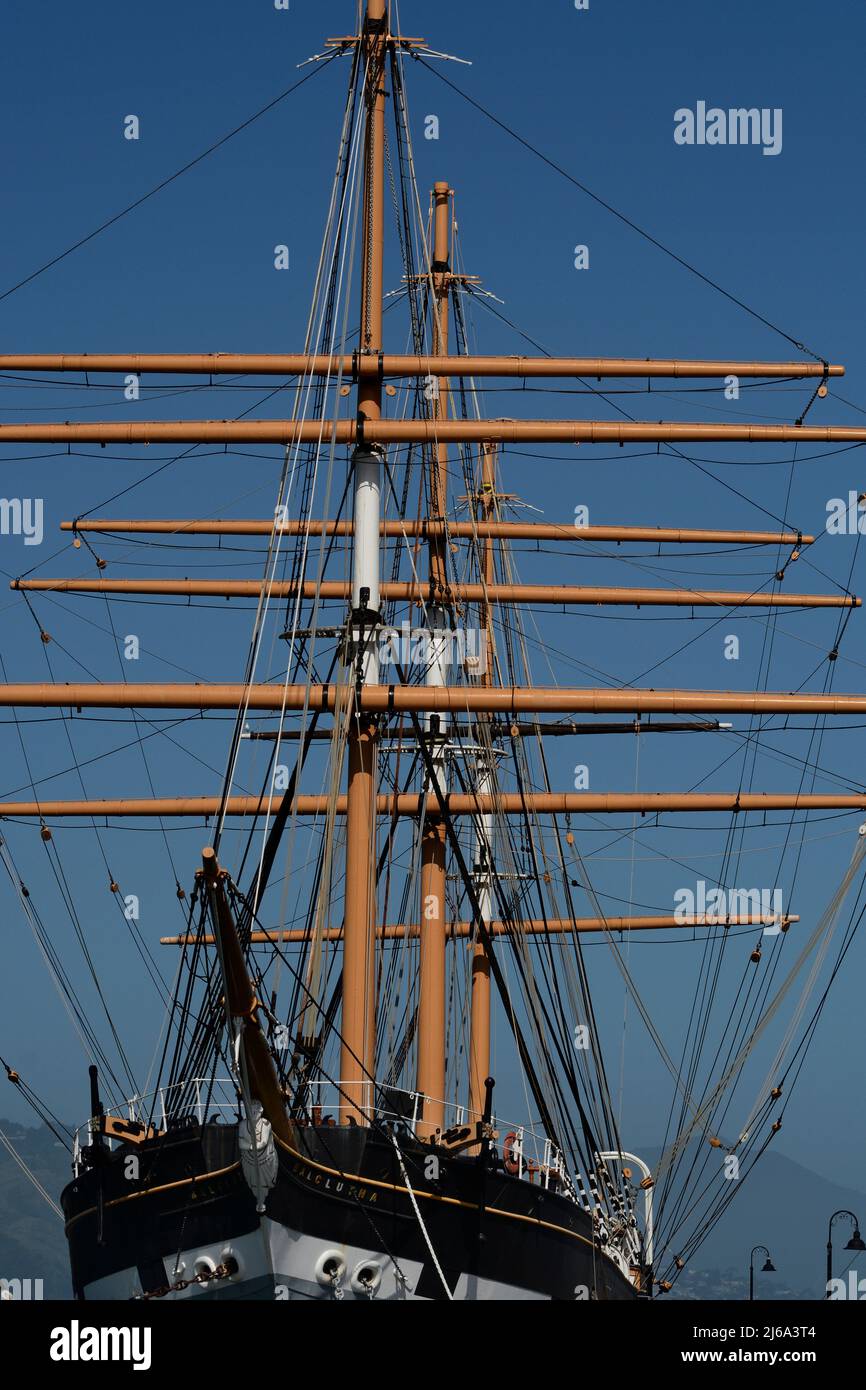 The Balclutha, a square-rigger sailing ship built in 1886, on display ...