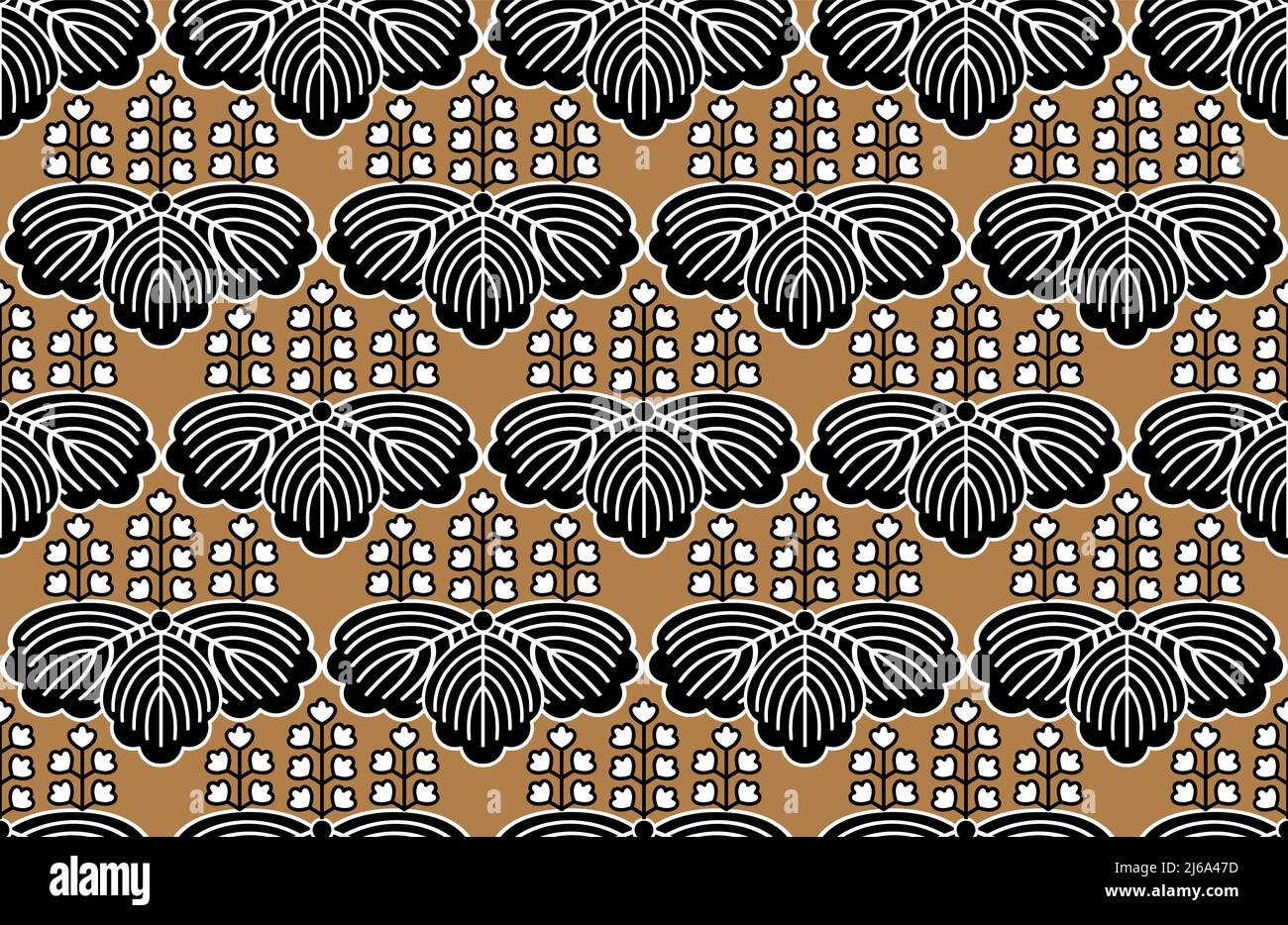 Japan style design flowers with leaves symbols seamless texture or ...