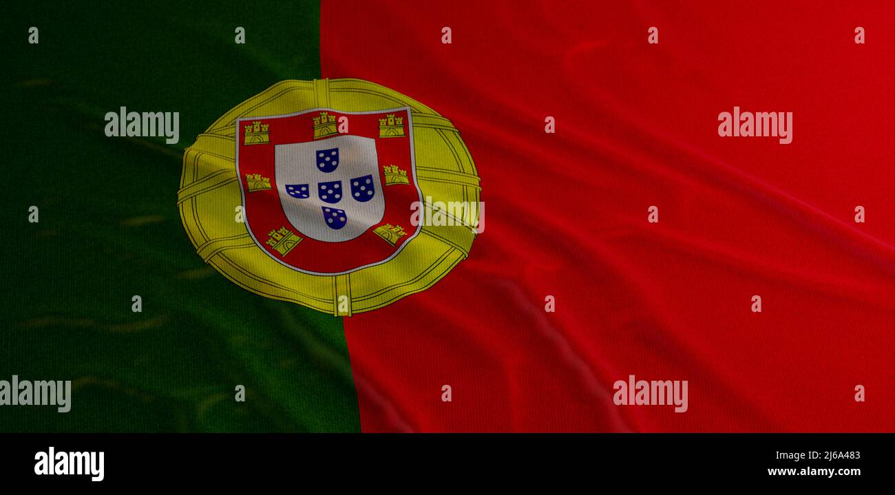 Waving colorful flag of Portugal 3D Render Stock Photo - Alamy