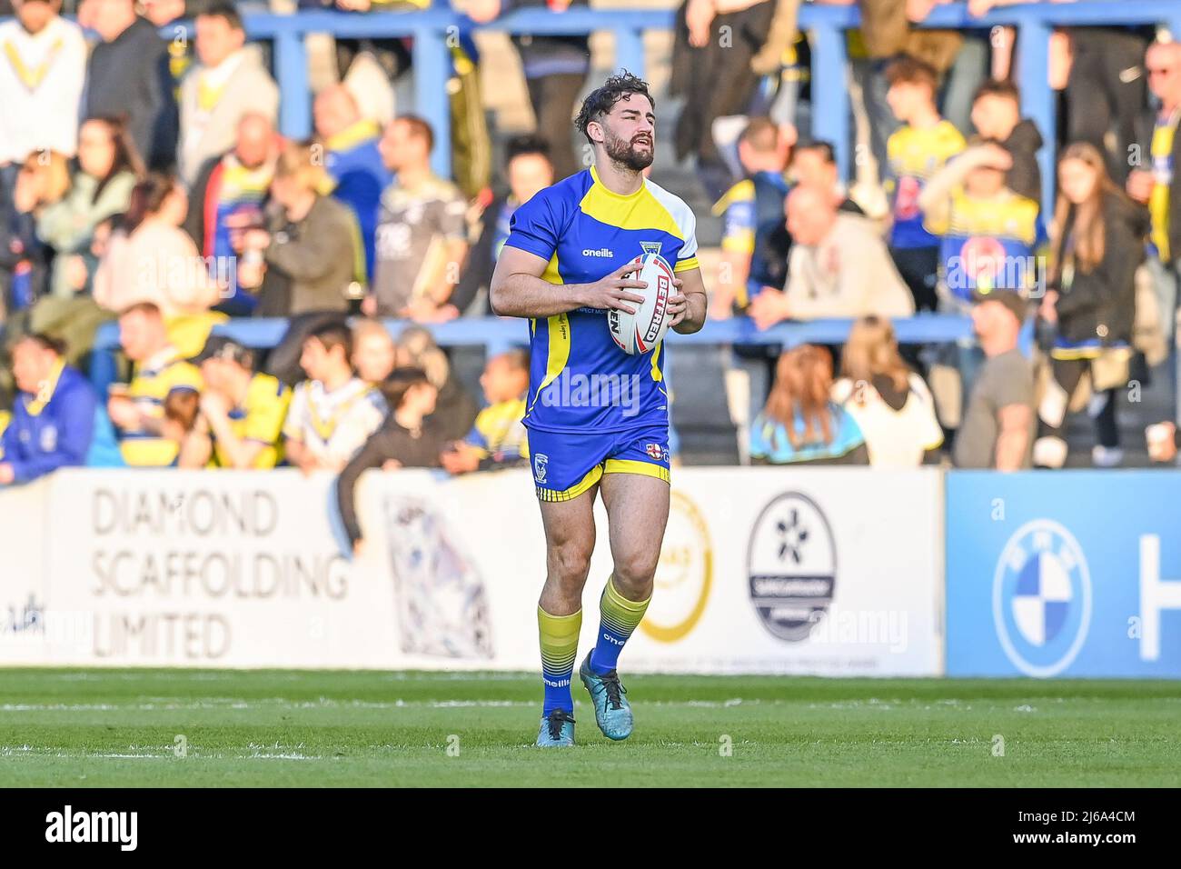 Toby King #4 of Warrington Wolves during pre match warm up Stock Photo ...