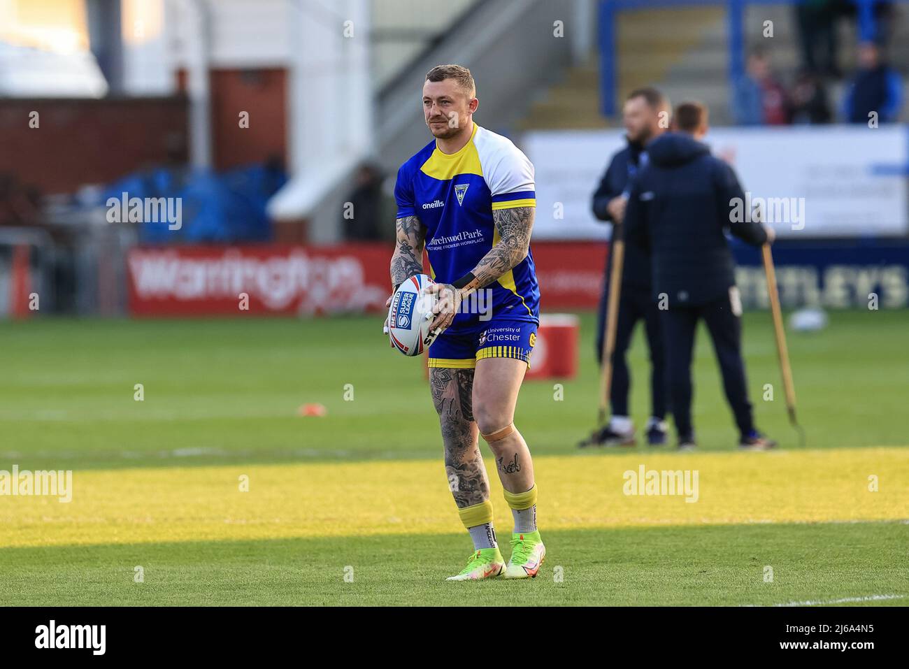 Josh Charnley #2 of Warrington Wolves during pre-game warm up Stock ...