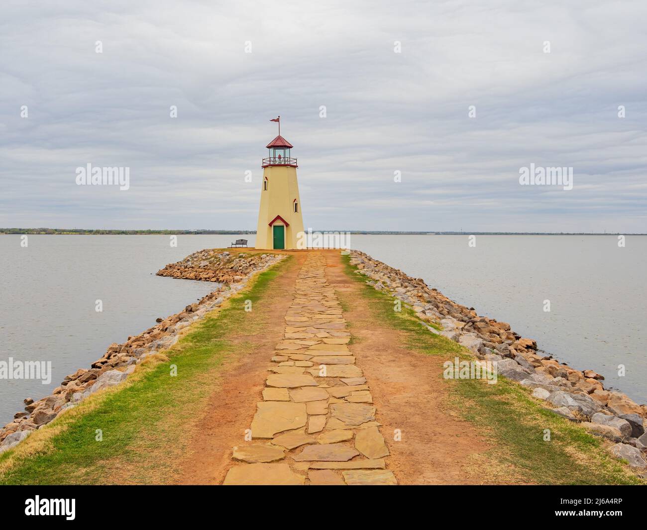 Overcast view of the lighthouse of Lake Hefner at Oklahoma Stock Photo ...