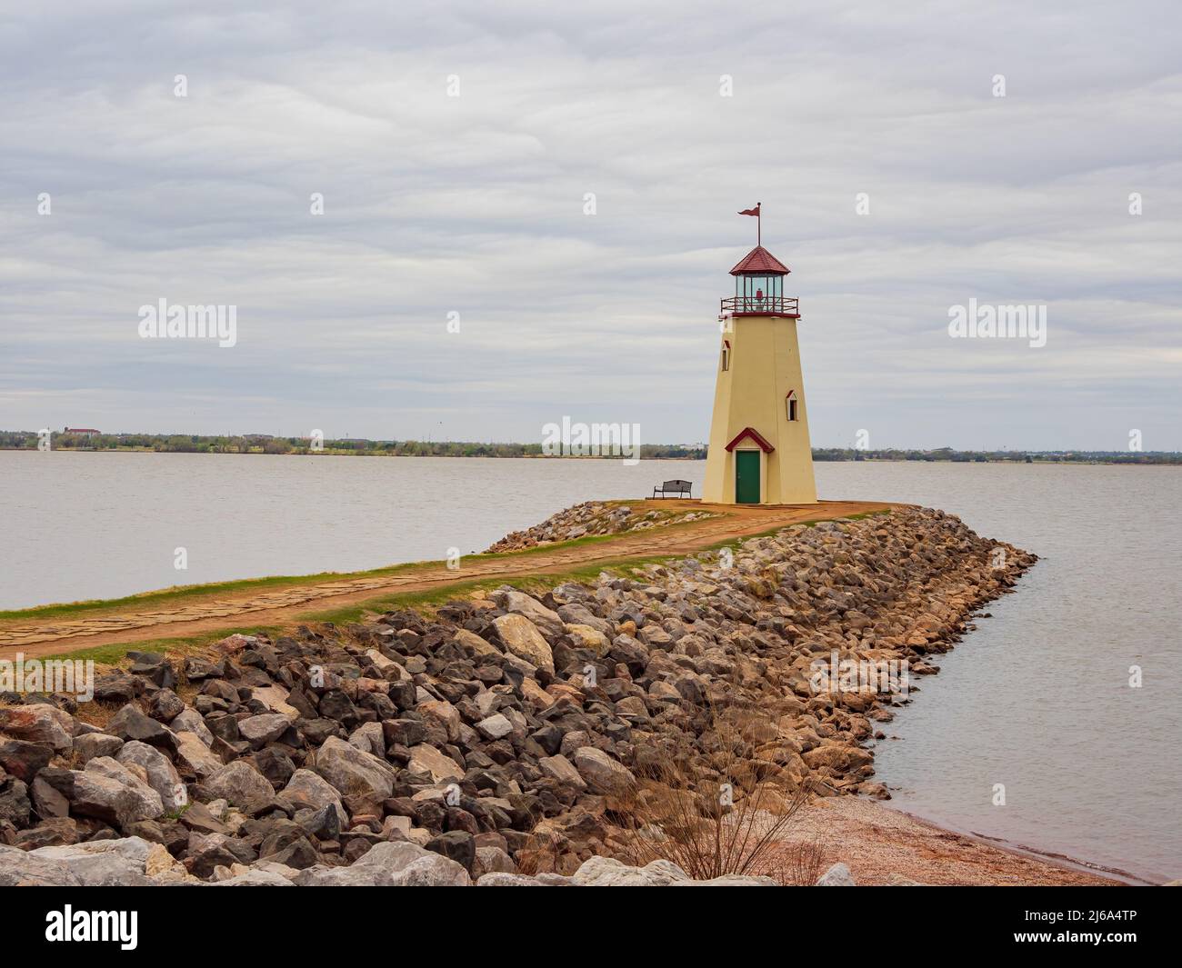 Overcast view of the lighthouse of Lake Hefner at Oklahoma Stock Photo ...
