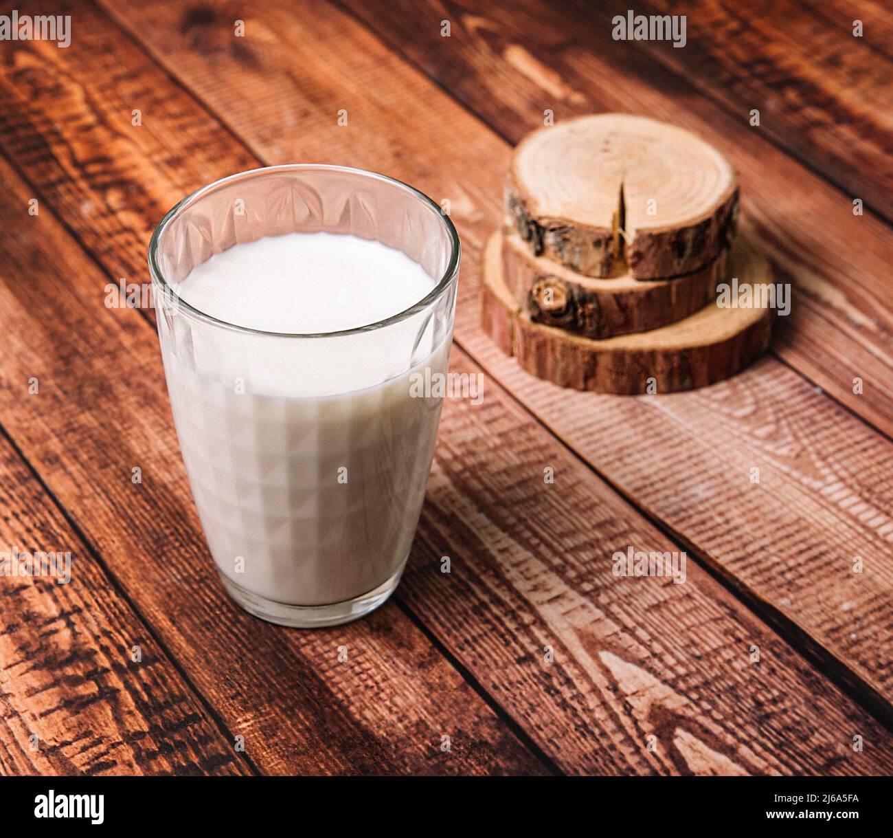Large glass of milk on an old wooden table, dairy products, stock photo ...