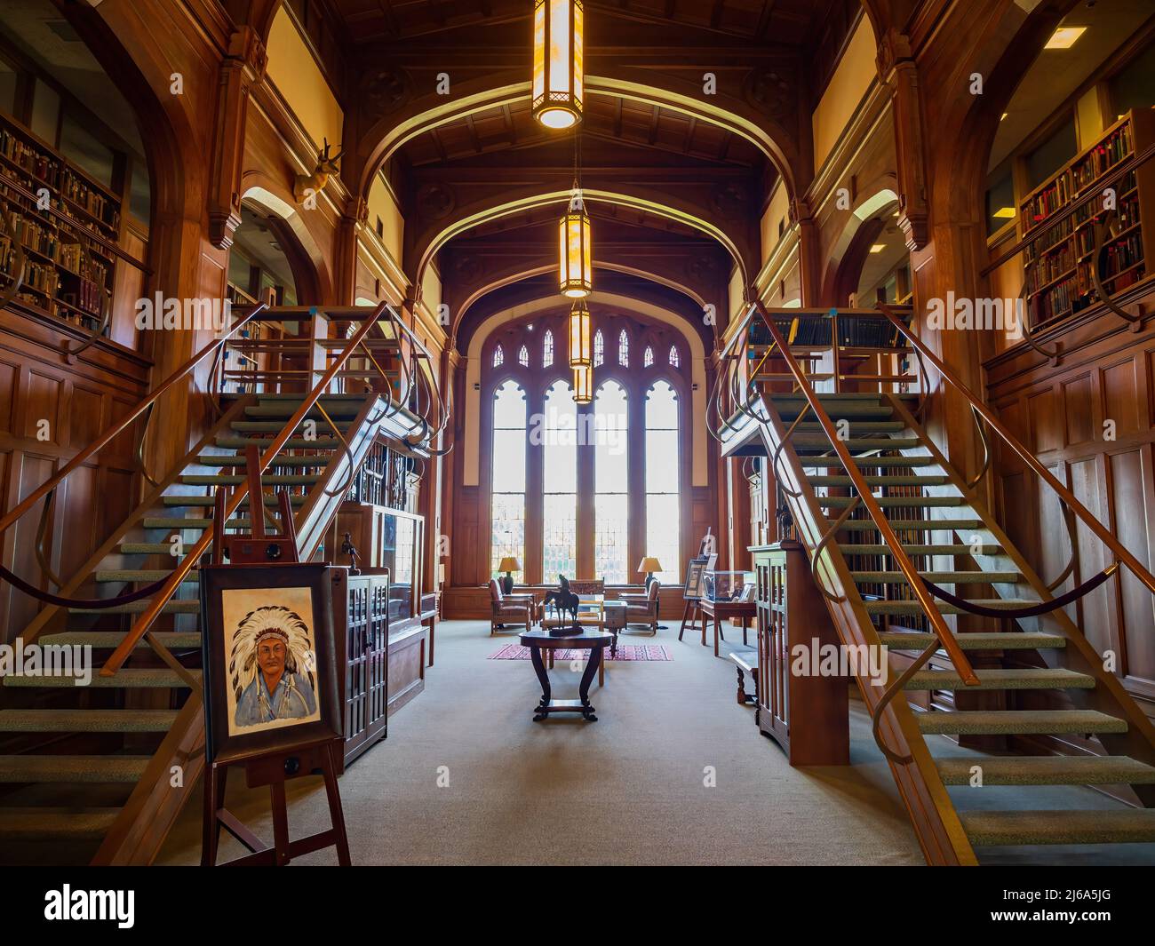 Oklahoma, APR 25 2022 - Interior view of The library of Law school ...
