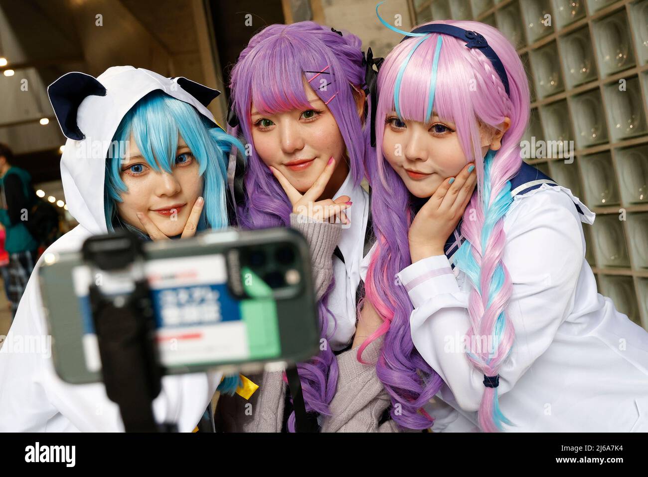 Chiba, Japan. 29th Apr, 2022. April 29, 2022, Chiba, Japan: Three young ...