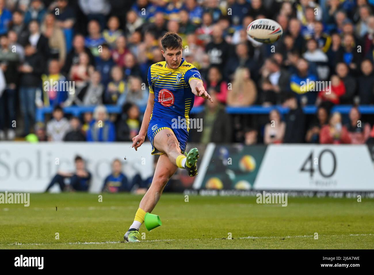 Riley Dean #27 of Warrington Wolves converts his try Stock Photo - Alamy