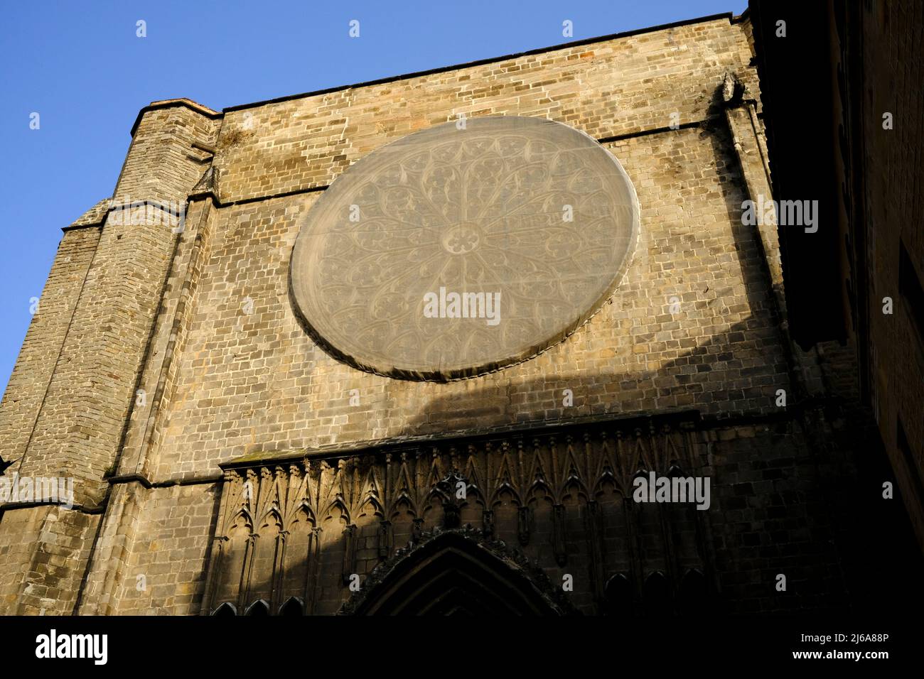 Covered Stained Glass window under repair at Basílica de Santa Maria ...
