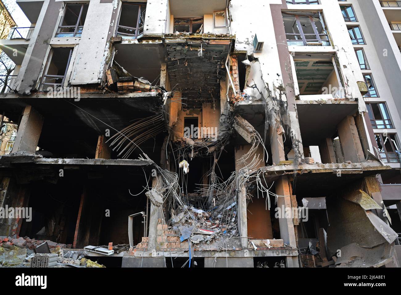 Destroyed Main building hit by a missile amid Russian attack into ...