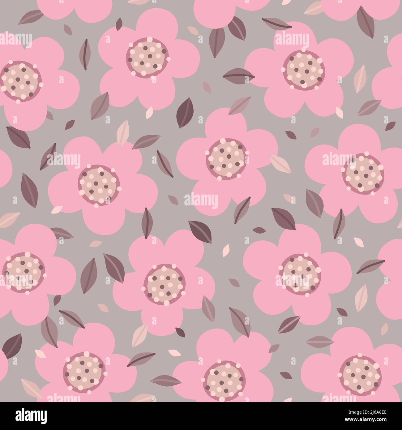 Flower and leaves pastel pattern Stock Vector Image & Art - Alamy