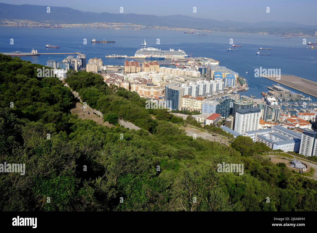 View of Gibraltar from atop the Rock of Gibraltar Stock Photo - Alamy
