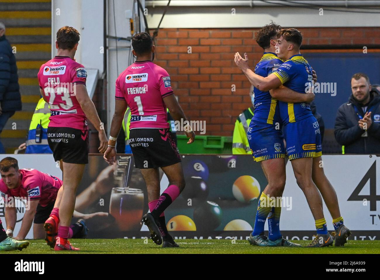 Matty Ashton #5 of Warrington Wolves celebrates his try Stock Photo - Alamy
