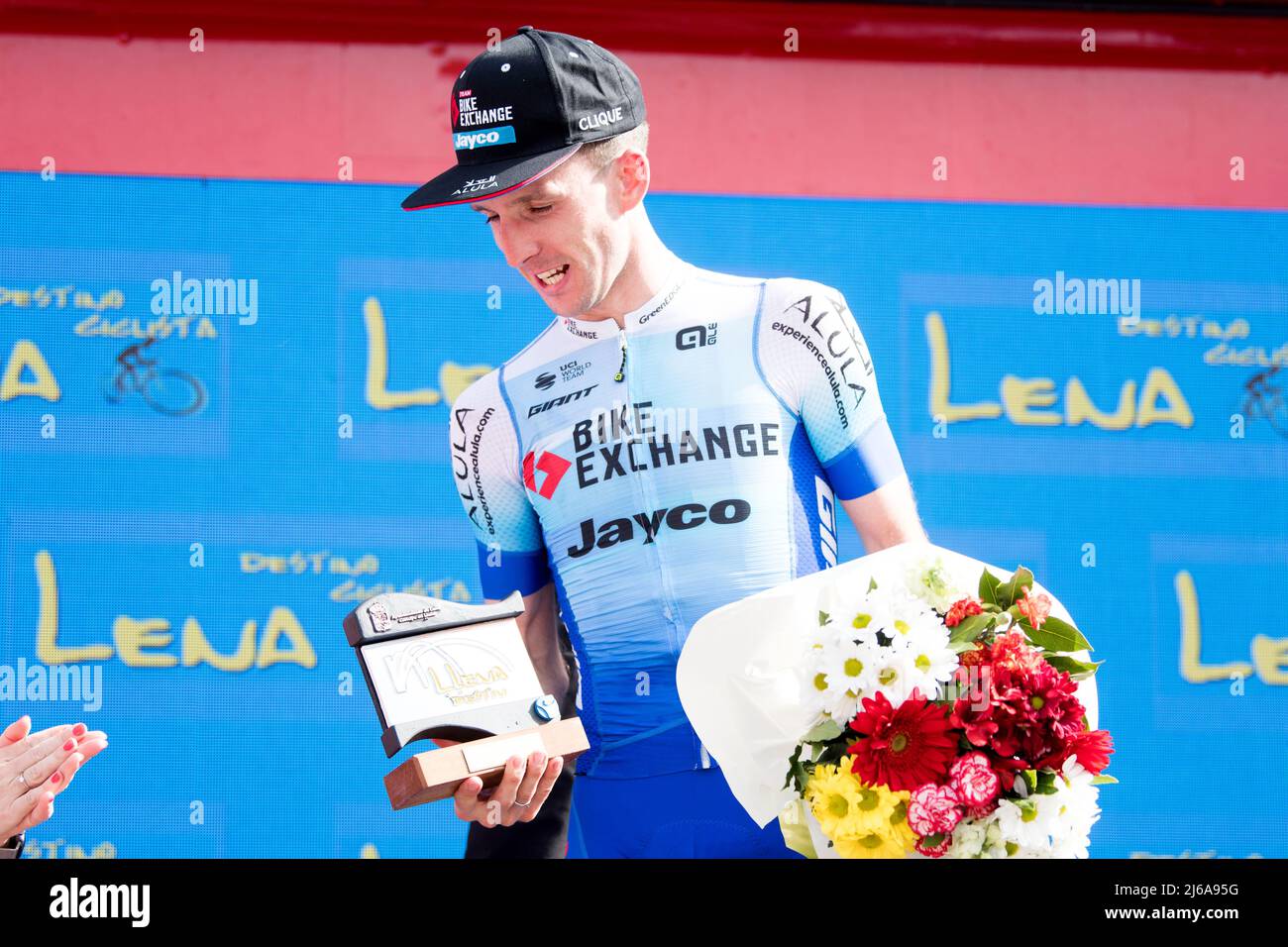 Lena, Spain. 29th April, 2022. British cyclist, Simon Yates (Team ...