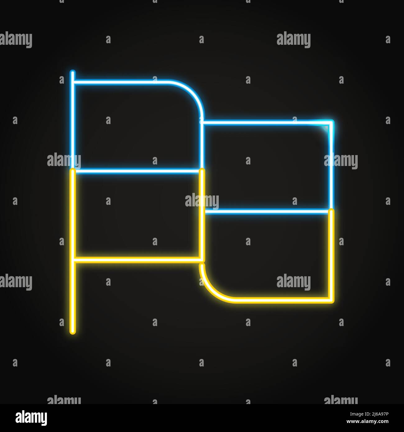 Neon Ukrainian flag line icon. National flag of Ukraine symbol. Vector ...