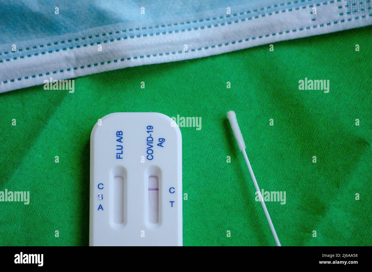 Negative SARS-CoVid-19 Rapid Antigen Test isolated on green background ...