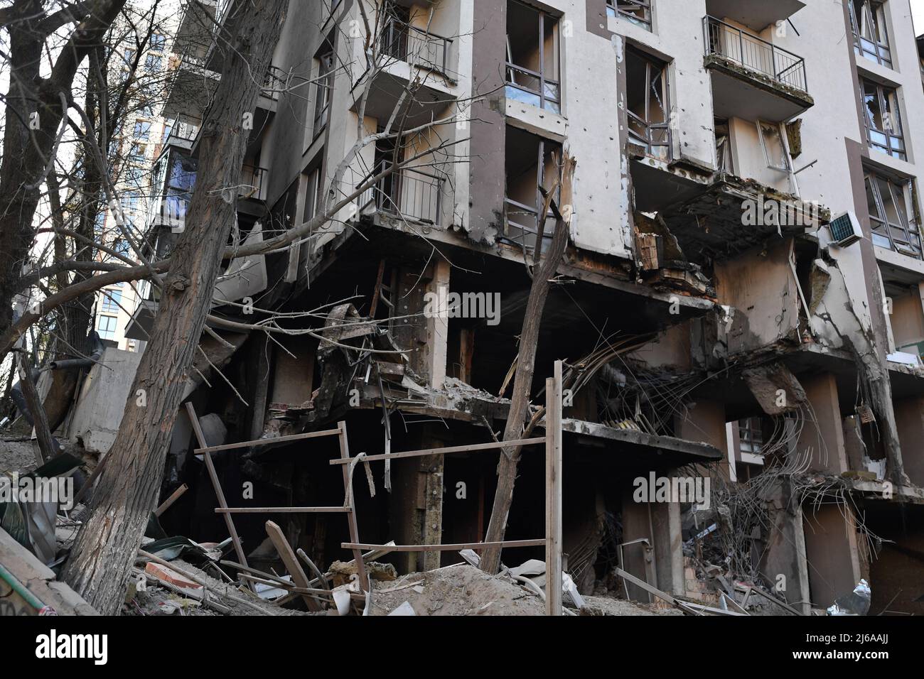 Destroyed Main building hit by a missile amid Russian attack into ...