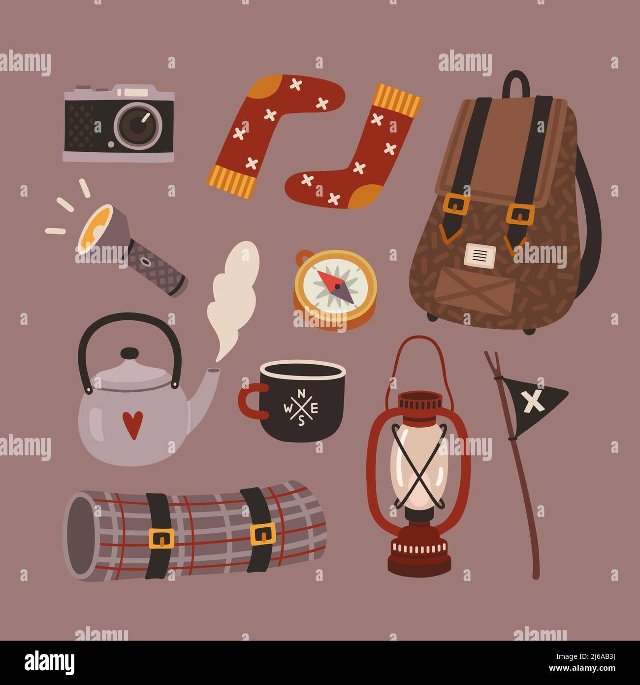 Camping hiking simple set Stock Vector Images - Alamy