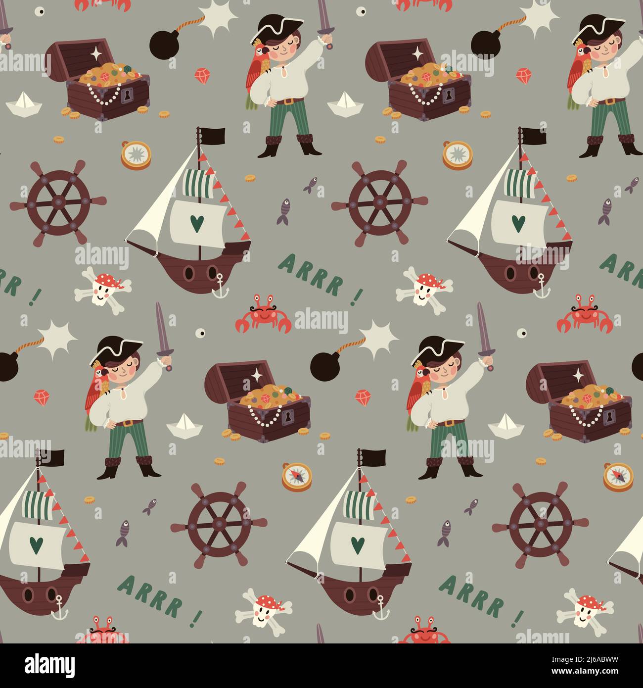 Pirate birthday drawing Stock Vector Images - Alamy