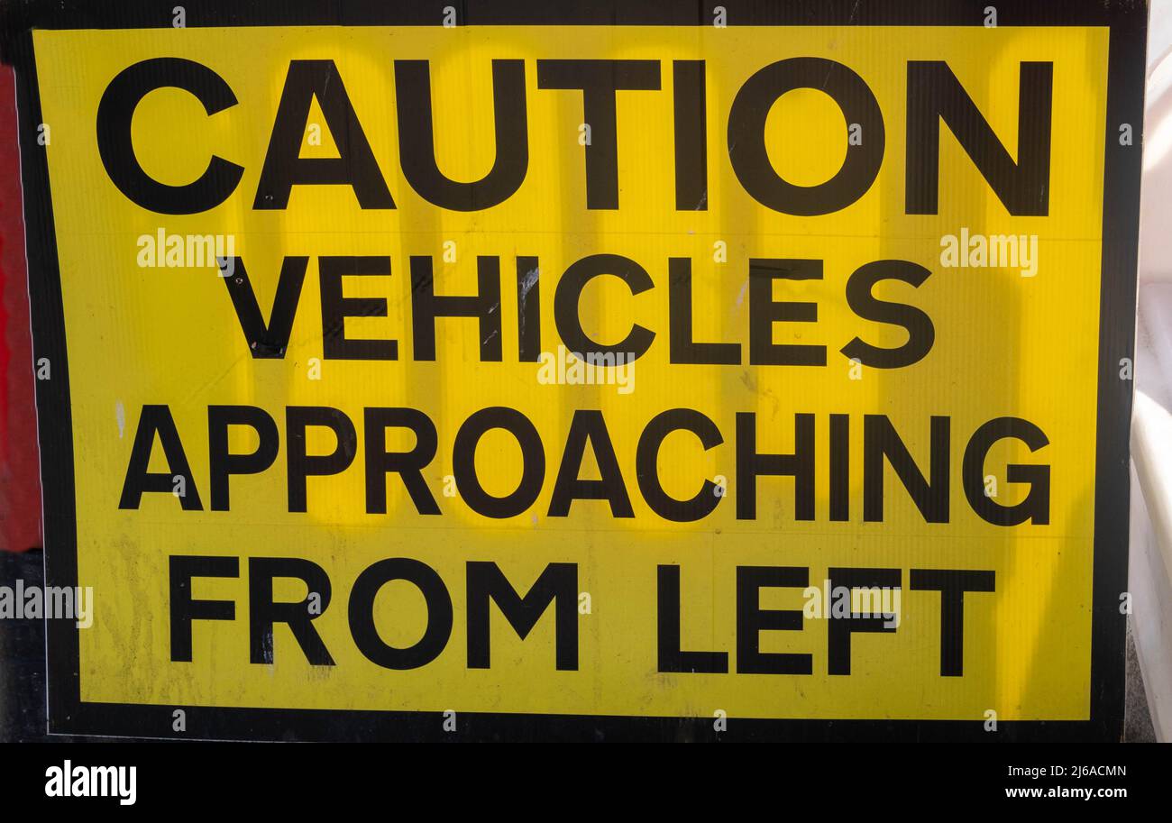 Special warning sign for pedestrians in UK Stock Photo - Alamy