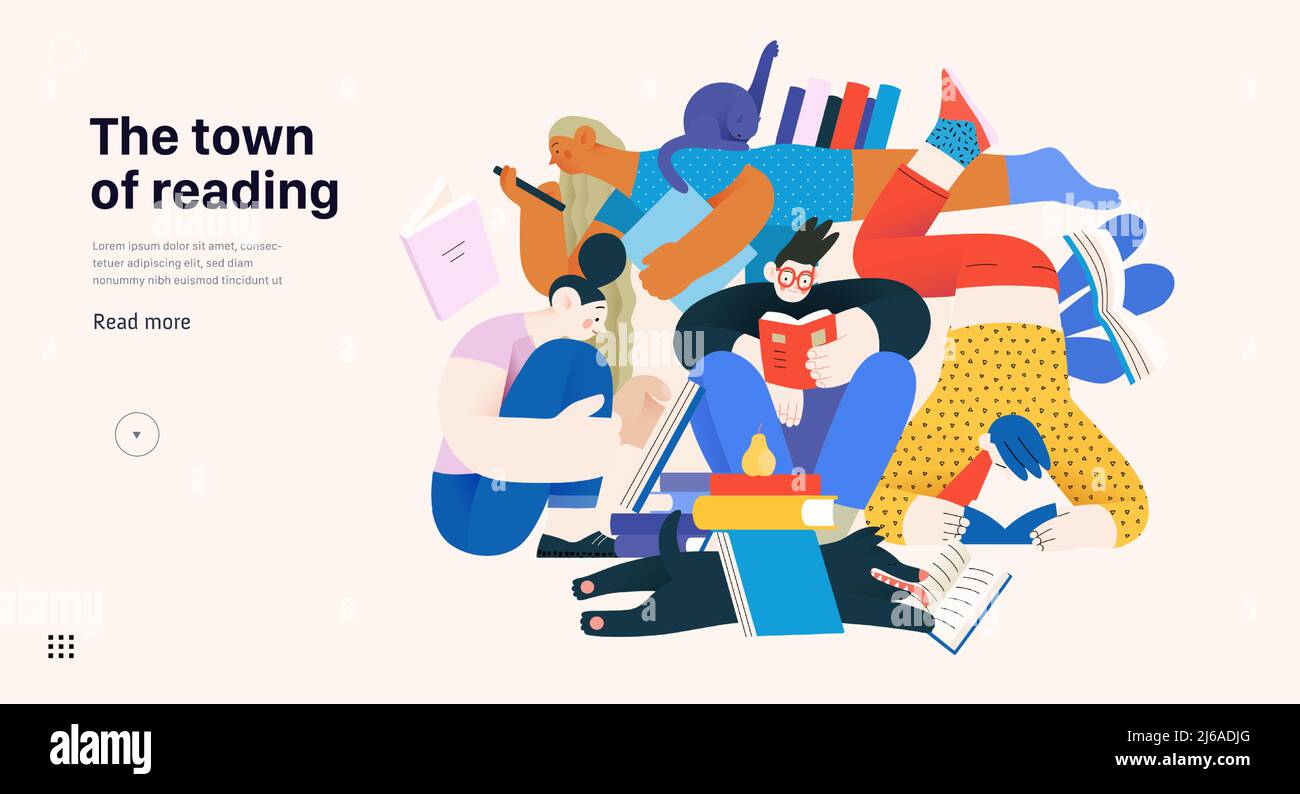 Books graphics -book week events. Modern flat vector concept ...