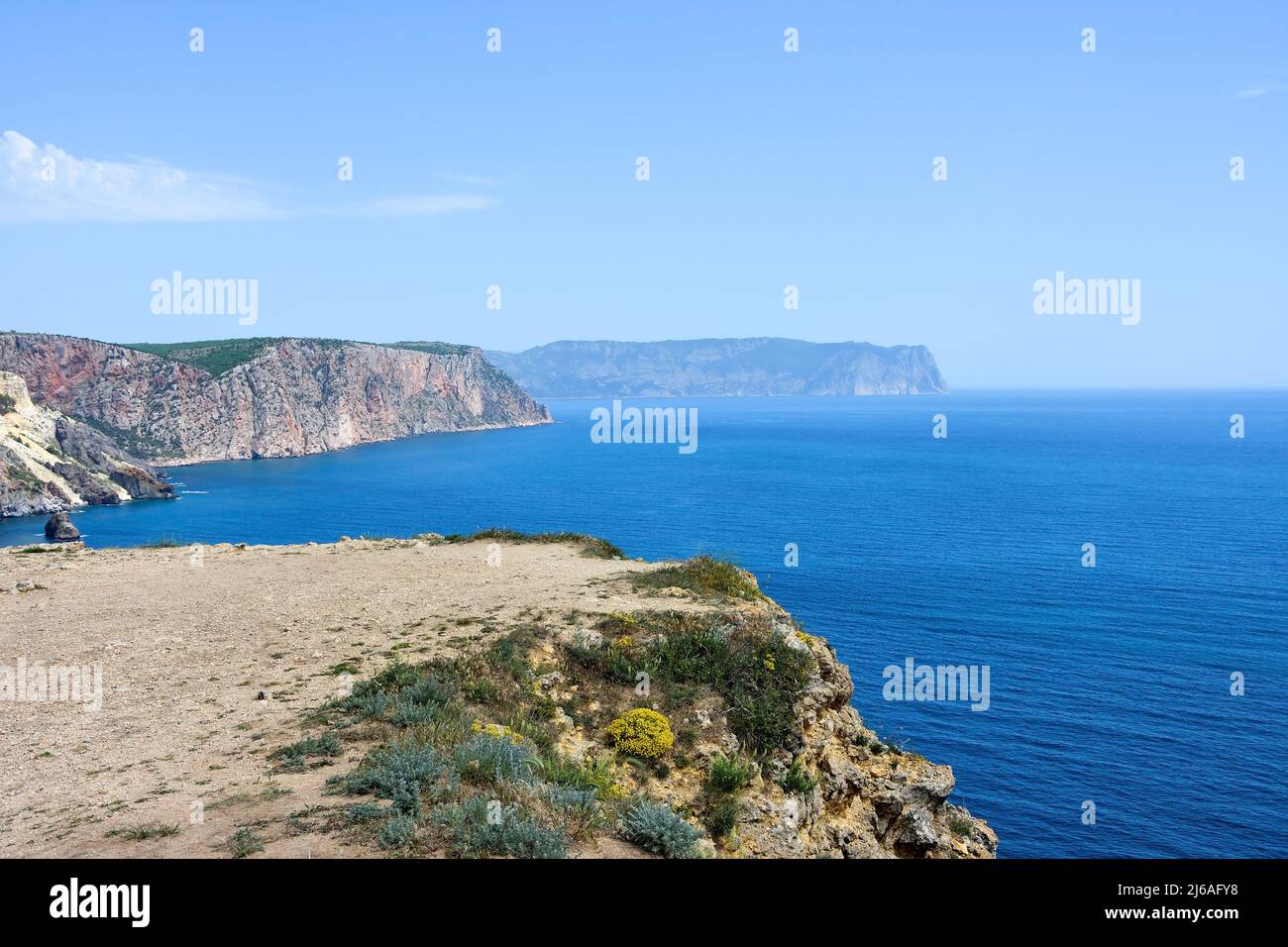 Azure water, wild beach, beautiful rocks and bay near Grape cape. Cape ...