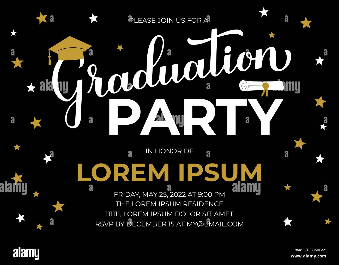 Graduation party invitation card. Grad party invite. Graduation ...