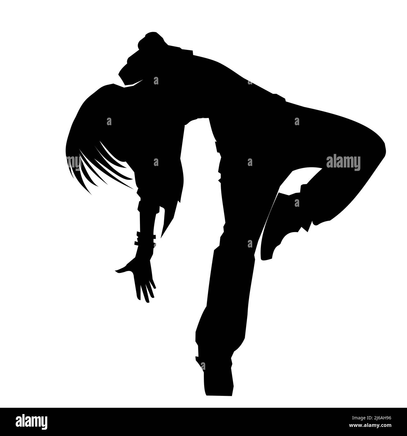 black silhouette of a dancing man on a white background, graphics ...