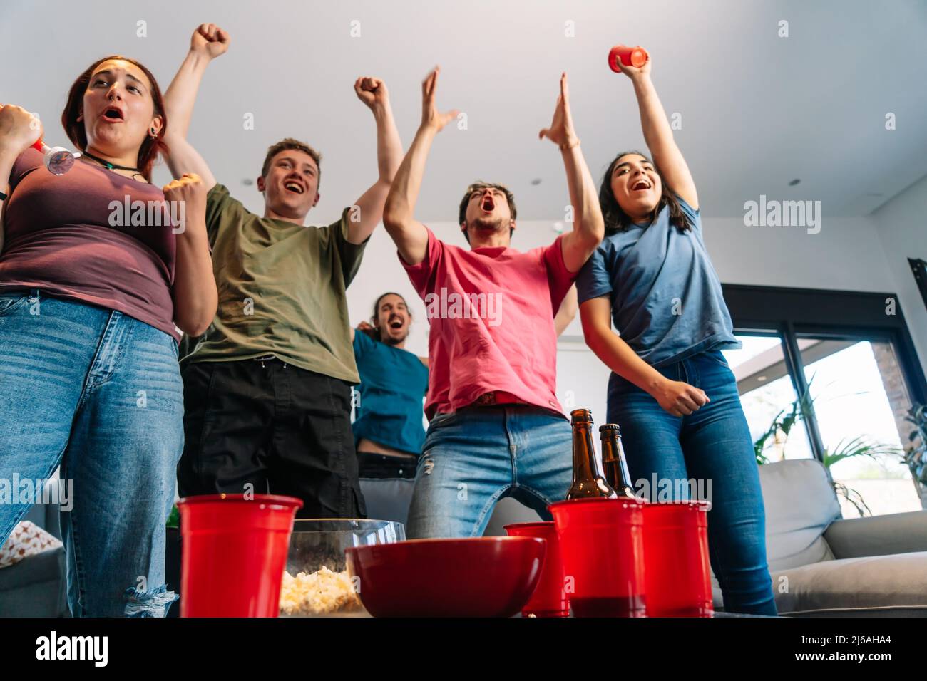 Soccer tv jumping hi-res stock photography and images - Alamy