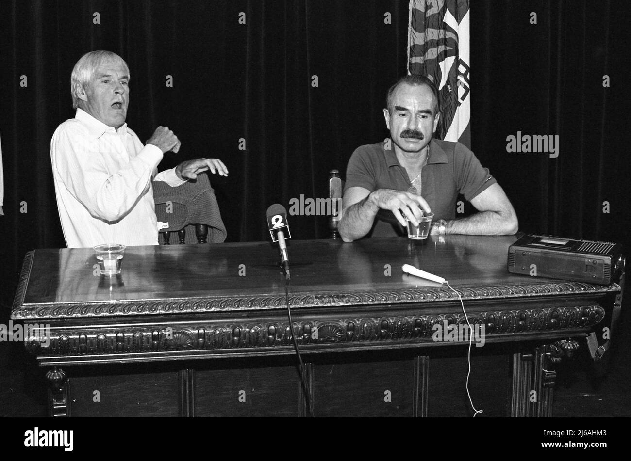 Timothy Leary and G. Gordon Liddy at a press conference for Timothy ...
