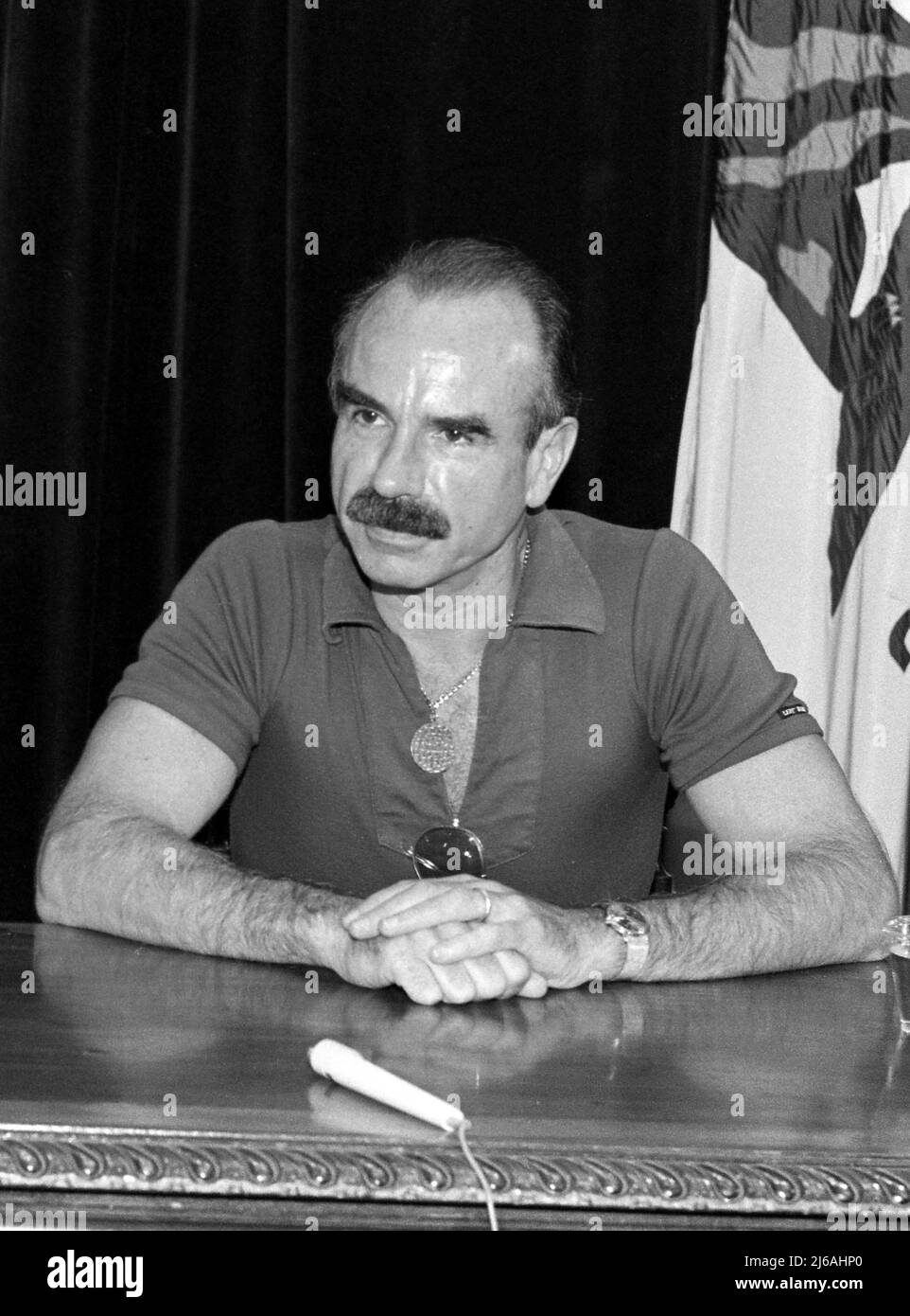 G. Gordon Liddy at a press conference for Timothy Leary vs. G. Gordon ...