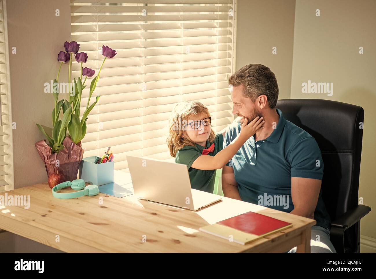 nerd boy do homework with teacher. webinar video lesson. online ...