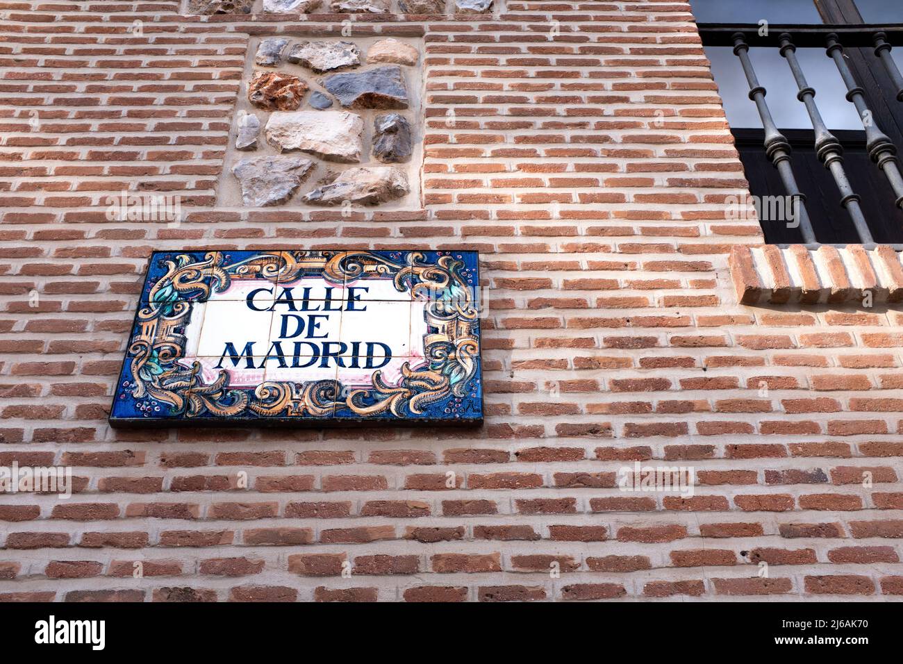 Street Sign on Brick Building, Madrid, Spain Stock Photo - Alamy